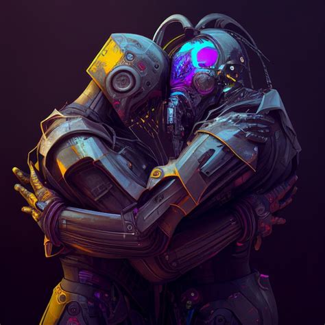 Premium AI Image There Is A Man And A Woman Hugging Each Other In A Sci Fi Style Generative Ai