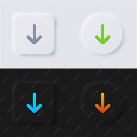 Premium Vector Download Button Icon Set Multicolor Neumorphism Button
