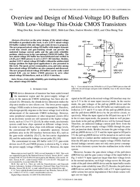 Pdf Overview And Design Of Mixed Voltage I O Buffers With Low Voltage Thin Oxide Cmos Transistors
