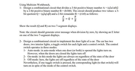 Using Multisim Workbench 1 Design A Combinational