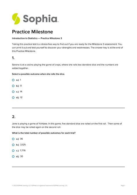 Stat1001 Unit 3 Practice Milestone A 1 B 0 C 14 D 12 A 36 B