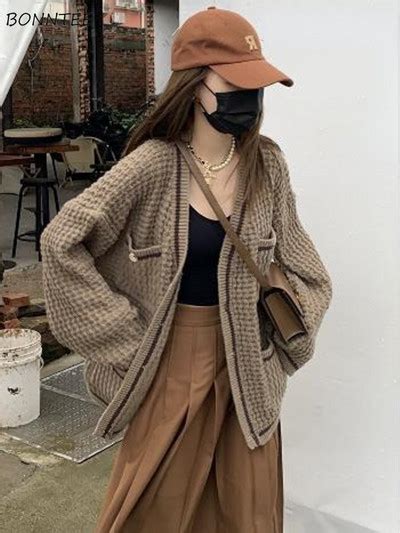 Badu Bg Жилетка Дамско плетене Едноцветна есенна джобова Ежедневно Обикновено Улично облекло за