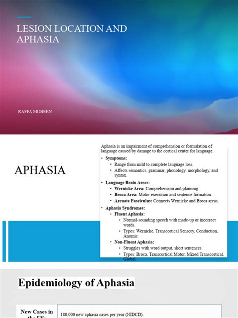Lesion Location And Aphasia Pdf Aphasia Speech