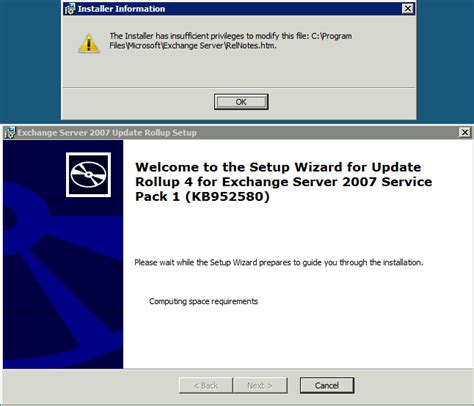 MPECS Inc Blog SBS Exchange Update Error Insufficient Privileges To Modify This File