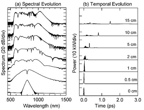 A Spectral And B Temporal Evolution In Microstructure Fiber Of An