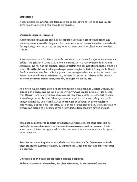Origem Dos Seres Humanos Pdf Homo Humano
