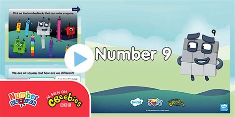 👉 Numberblocks Number Nine Are They Square Powerpoint