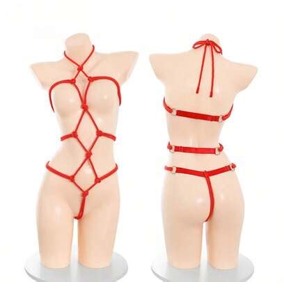 2026 New Open Crotch Rope Lingerie Set No Removal Hot See Through