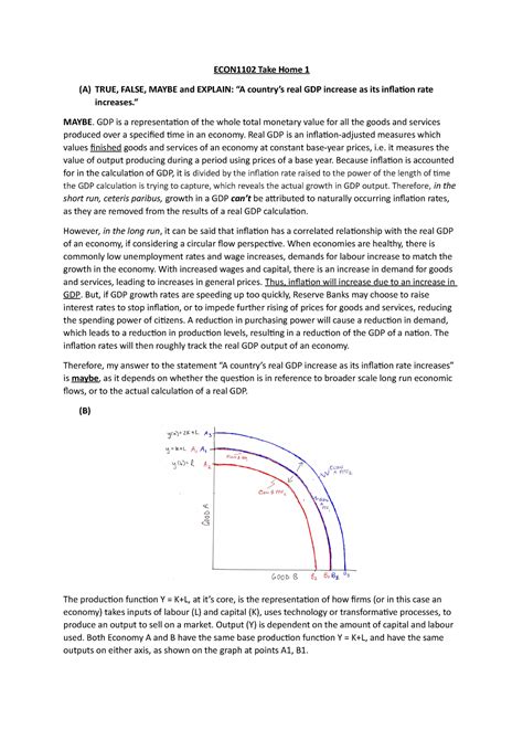ECON Take Home Assignment Macroeconomics ANU Studocu