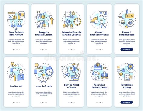Business Financial Management Onboarding Mobile App Screen Stock Vector Illustration Of