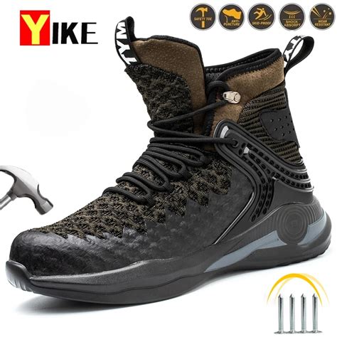 Man Safety Shoes Puncture Proof Work Sneakers Lightweight Men Steel Toe