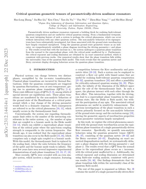 Pdf Critical Quantum Geometric Tensors Of Parametrically Driven Nonlinear Resonators