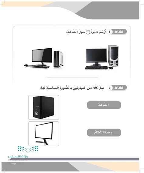 مكونات جهاز الحاسب الآلي التربية الفكرية رابع ابتدائي المنهج السعودي