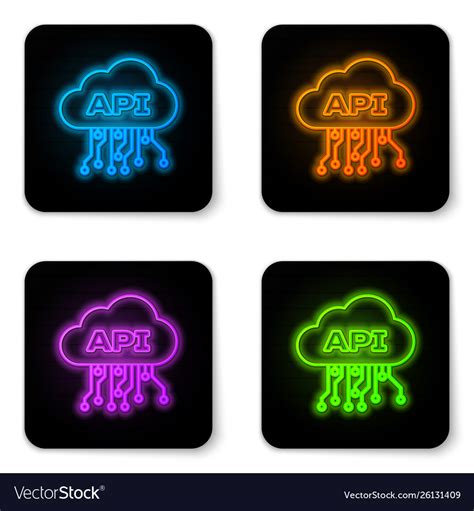 Glowing Neon Cloud Api Interface Icon Isolated Vector Image