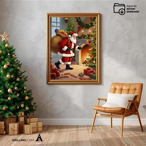 Vintage Santa Printable Wall Art Christmas Decor Classic Santa Claus