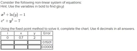 Consider The Following Non Linear System Of Chegg
