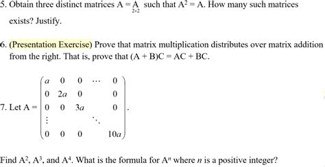 5 obtain three distinct matrices a 2×2 a such that