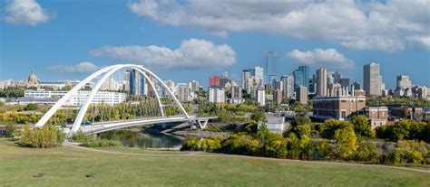 Walterdale Bridge With Downtown Edmonton Skyline Editorial Photo