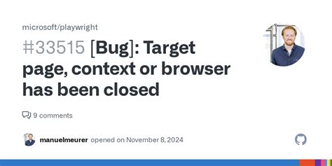 Bug Target Page Context Or Browser Has Been Closed · Issue 33515