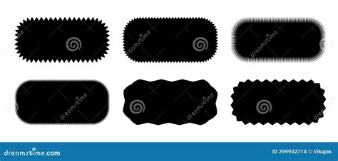 Zig Zag Edge Rounded Shape Collection Jagged Rough Oval Elements Set