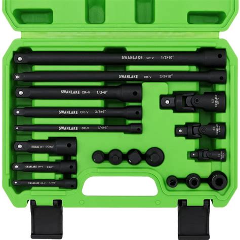 18 Piece Impact Socket Extension Set Tools Swivel Universal Joint Deep 1 4 3 8 1 2drive