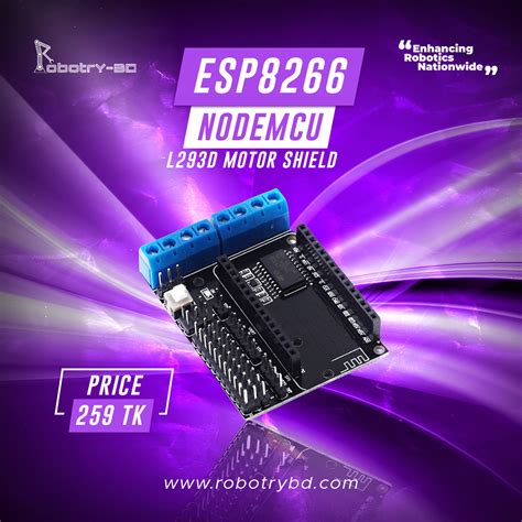 Robotry Enhance Your Robotics Projects With The Esp8266 Nodemcu L293d Motor Shield Now At