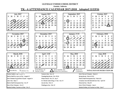 Glendale Unified School District Calendars Glendale Ca