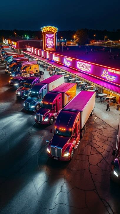 Free Truck Stop Night Image Trucks Night Neon Download At Stockcake