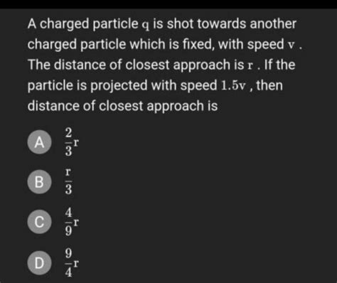 A Charged Particle Q Is Shot Towards Another Charged Particle Which Is Fi