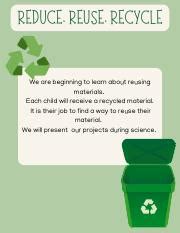 ReduceReuseRecycle Pdf REDUCE REUSE RECYCLE We Are Beginning To Learn About Reusing