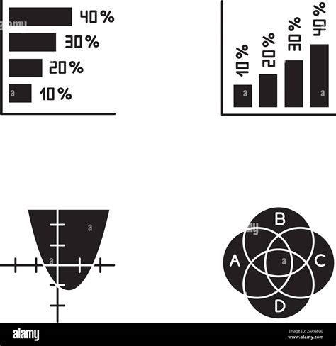 Chart And Graph Glyph Icons Set Horizontal And Vertical Histogram With