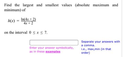 solved find the largest and smallest values absolute