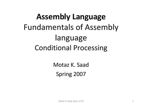 Assembly Language Lecture 5 Ppt