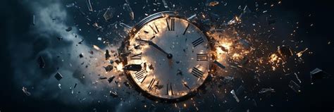 Time Exploding A Conceptual Clock Image A Clock Face Explodes Into