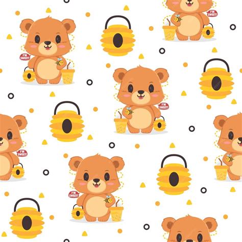 Premium Vector Cute Honey Bear Cartoon Vectors Pattern Backgrounds