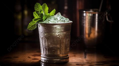 Cocktail Featuring Mint Leaves And Silver Ice Background Picture Of A Mint Julep Background