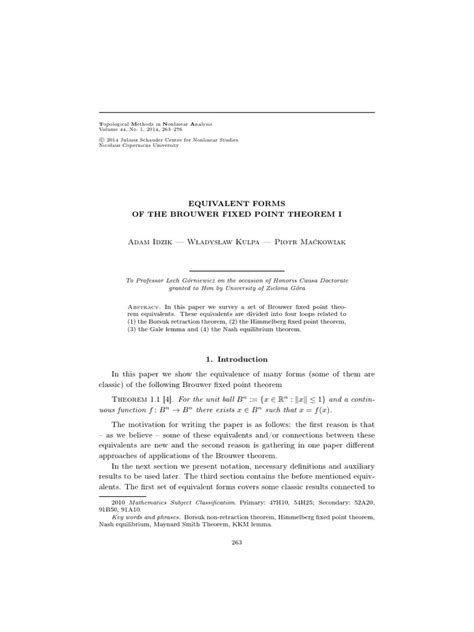 Brouwer Fpt Equivalent Froms Pdf Continuous Function Function
