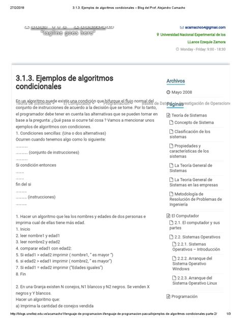 3 1 3 Ejemplos De Algoritmos Condicionales Blog Del Prof Alejandro Camacho Pdf