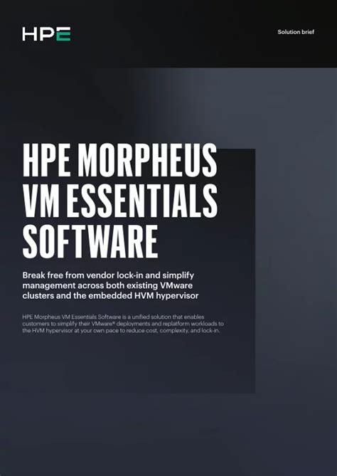 Hpe Morpheus Vm Essentials Software