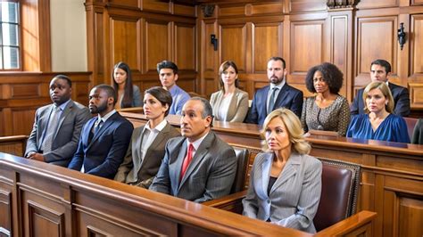 A Diverse Group Of Jurors Sitting In A Jury Box Focused And Attentive