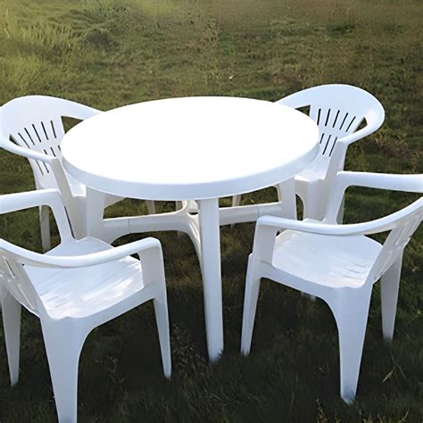 Waterproof Plastic Patio Dining Table With Umbrella Hole For Modern