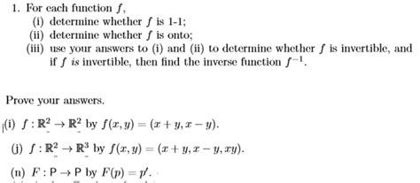 Solved 1 For Each Function F I Determine Whether F Is