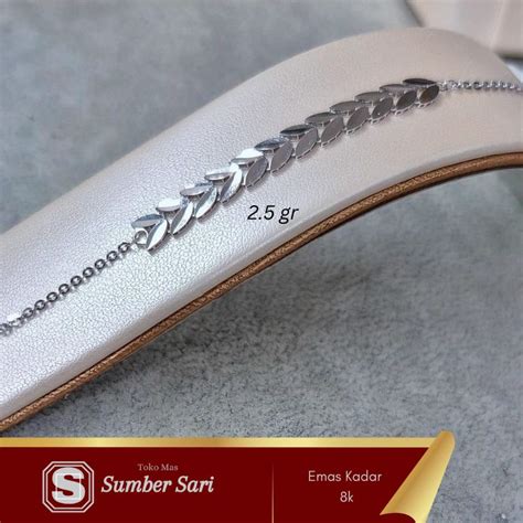 Jual Gelang Serut Daun Shimer Putih Shopee Indonesia