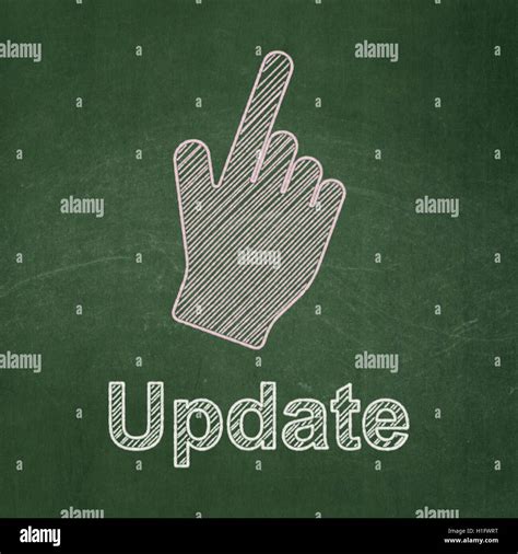 Web Design Concept Mouse Cursor And Update On Chalkboard Background Stock Photo Alamy