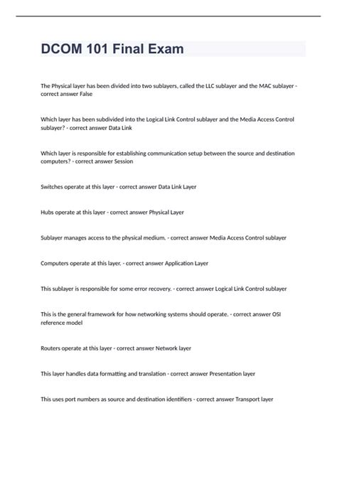 Dcom 101 Final Exam Question N Answers Rated A 20232024 Dcom