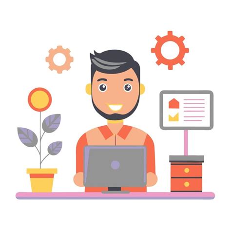 Technology Concept Flat Vector Style Illustration Featuring Web Development Design Elements