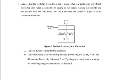 Solved Suppose That The Fed Batch Bioreactor In Fig Is Chegg