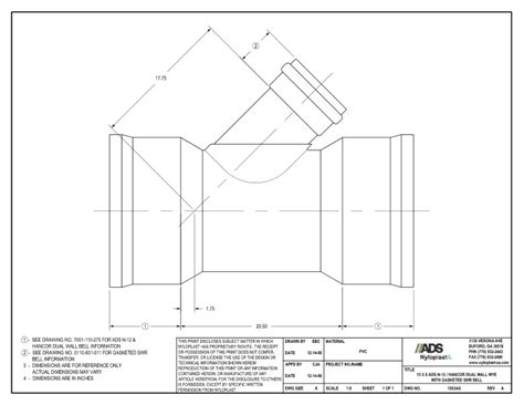 15 X 8 N 12 Dual Wall Wye With Gasketed Swr Bell Nyloplast Detail