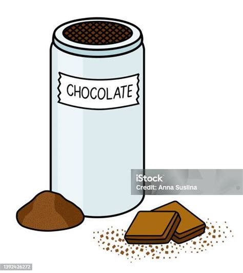 낙서 만화 코코아 초콜릿 파우더 커피 드레싱 금속 항아리에 메뉴 농민 시장 디자인 요리 책 장식 스티커 등 가루로 빻은에 대한 스톡 벡터 아트 및 기타 이미지 Istock
