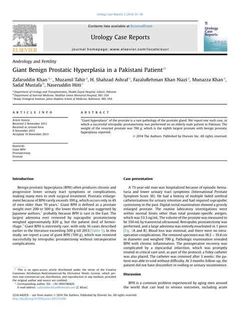 Pdf Giant Benign Prostatic Hyperplasia In A Pakistani Patient